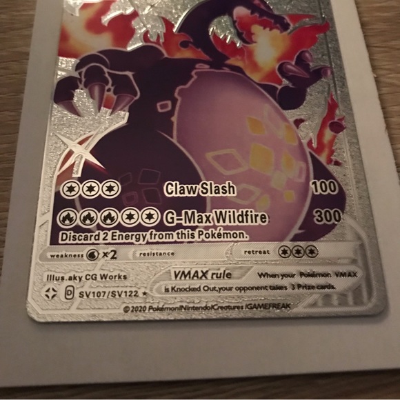 Pokemon | Other | Charizard Vmax Silver Foil Pokemon Card Fan Art 33hp New | Poshmark